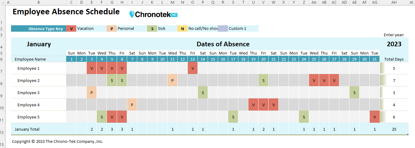 Employee Absence Tracker - Try This Free Excel Template